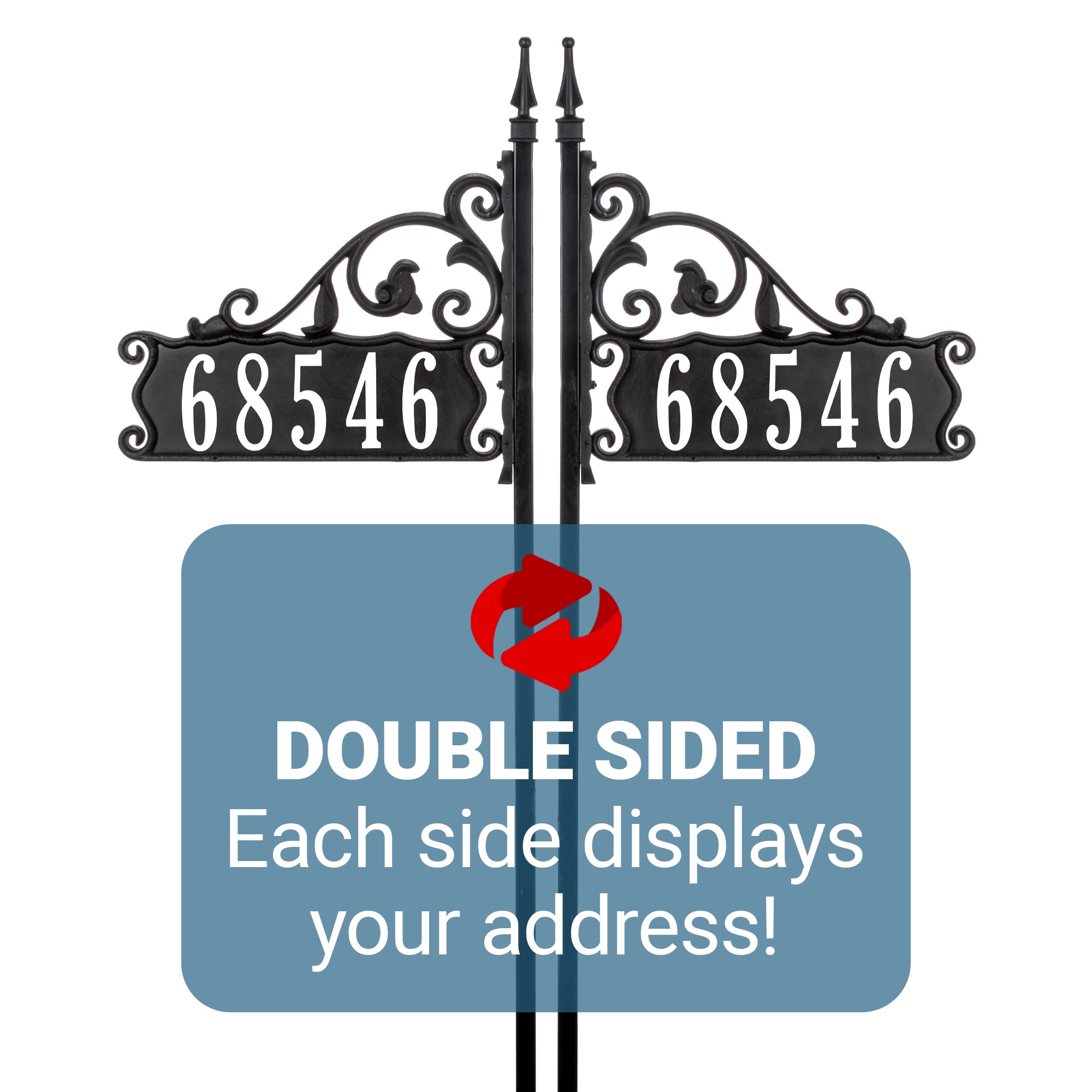 The Boardwalk - Double-Sided Reflective 911 Home Address Sign for Yard ...