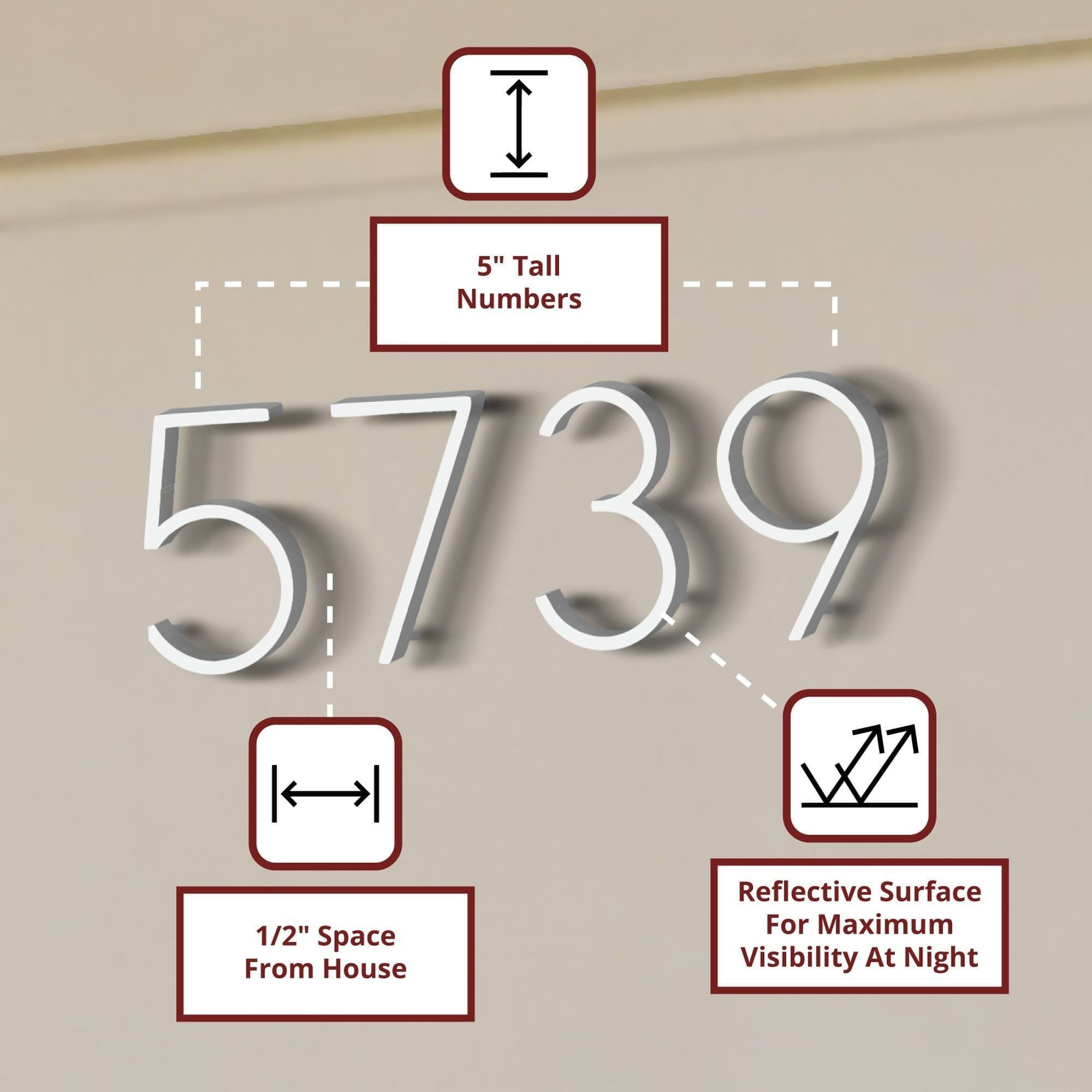 Reflective Modern Floating House Numbers - Address America