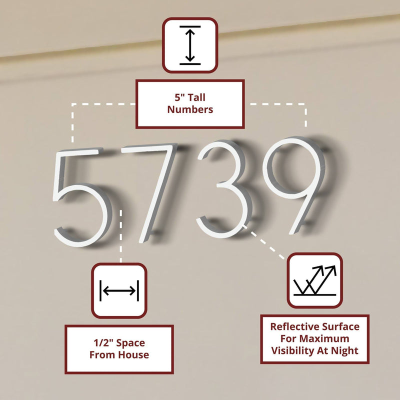 Reflective Modern Floating House Numbers - Address America