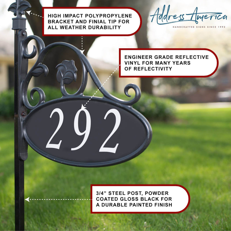Custom Oval Reflective Yard Address Sign - Customize Your Yard Address ...